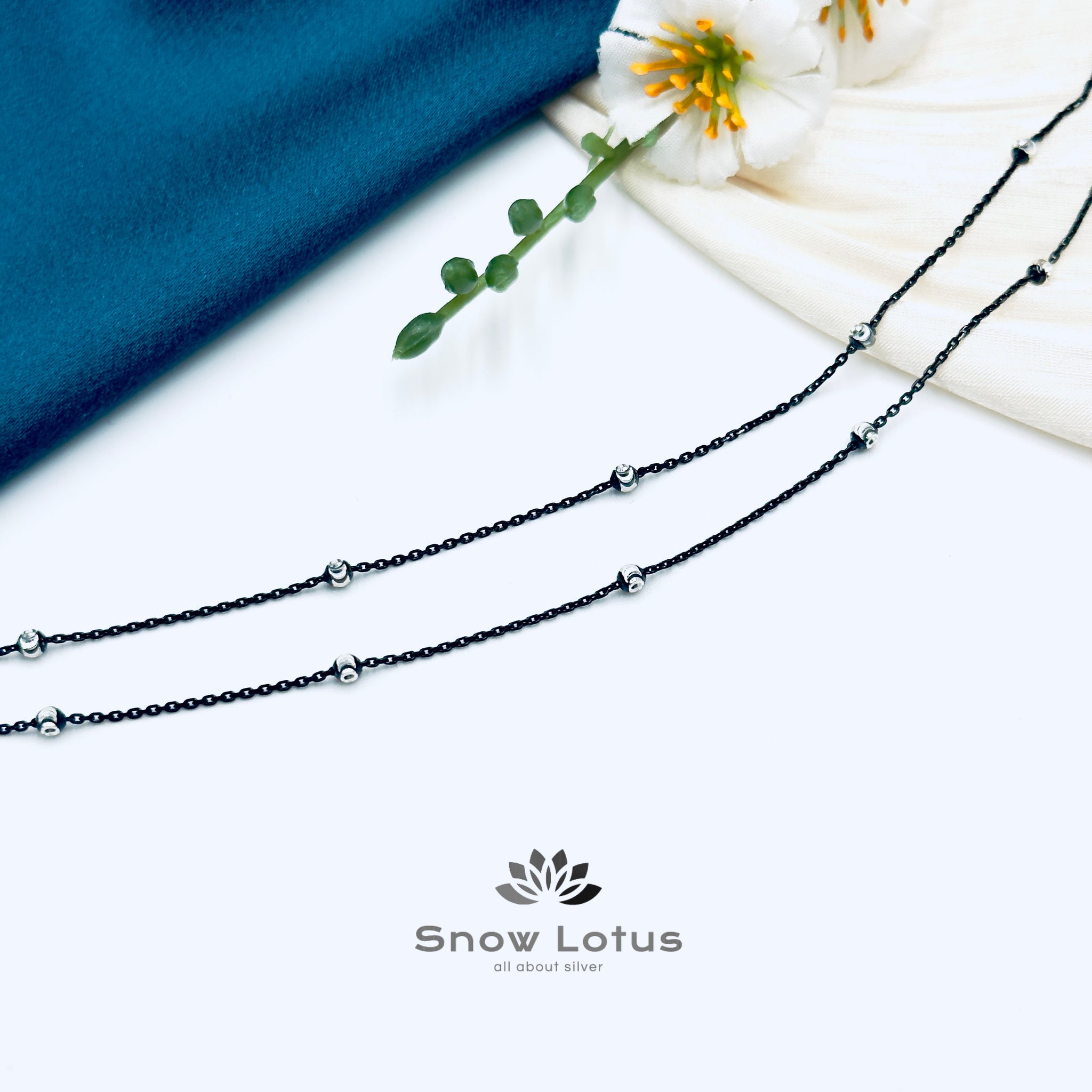 Black Chain Linked Ball Anklets