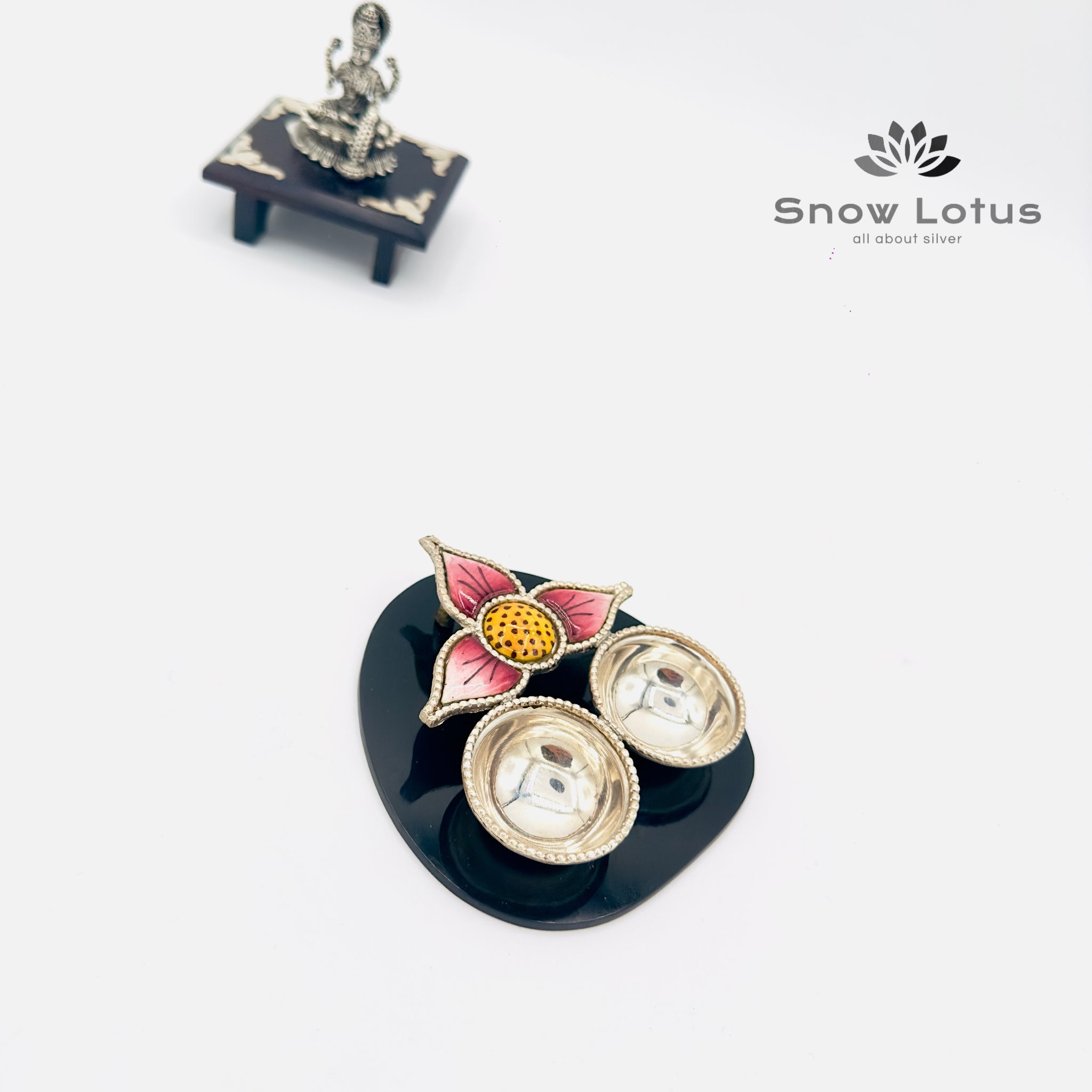 Twin Diyas with Enamel Flowers Single