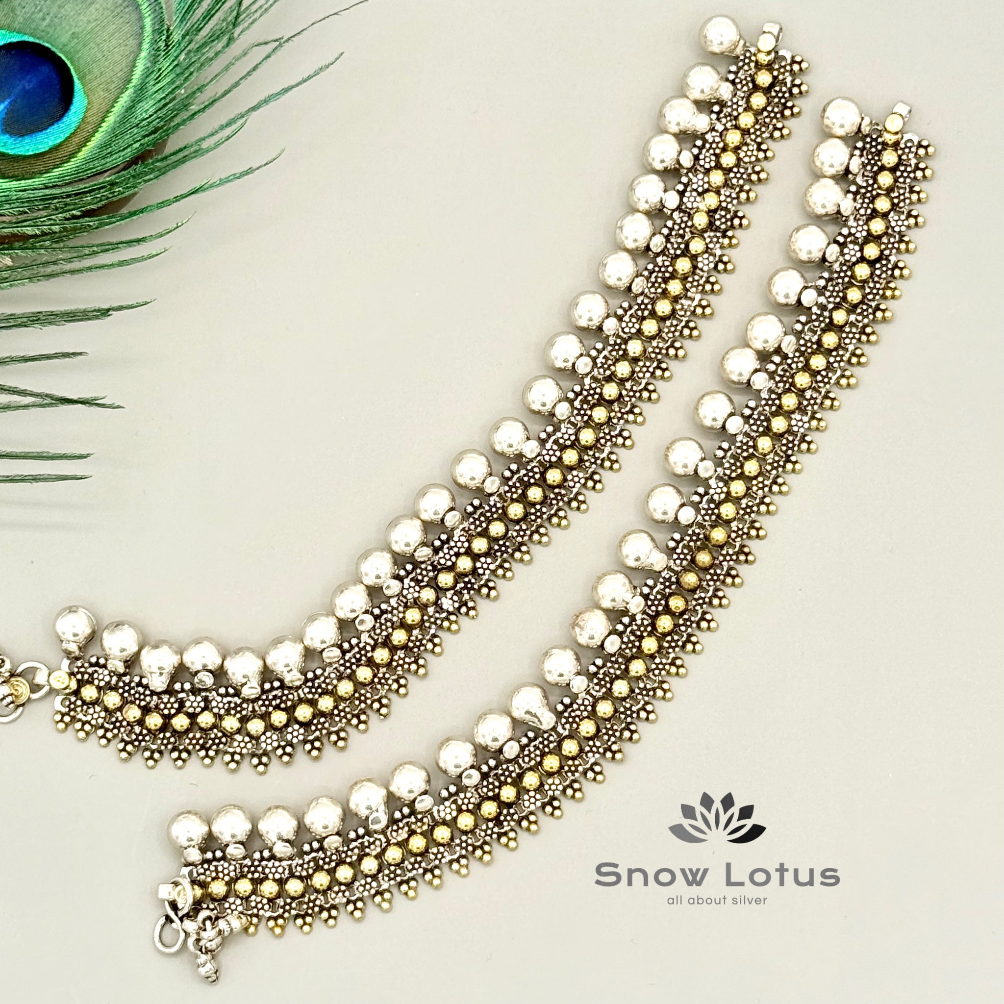 Ball Laced Dual Tone Anklets